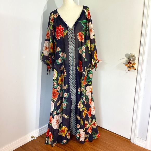 Johnny Was | Dresses | Johnny Was Plus 3x Maxi Dress Floral A Line Silk ...